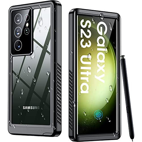 Humixx for Samsung Galaxy S23 Ultra Case,Waterproof Built-in Lens, Screen Protector[Full-Body Shockproof][12FT Military Drop Proof][Dustproof][IP68 Underwater] Protective Phone Case 5G 6.8”-Black