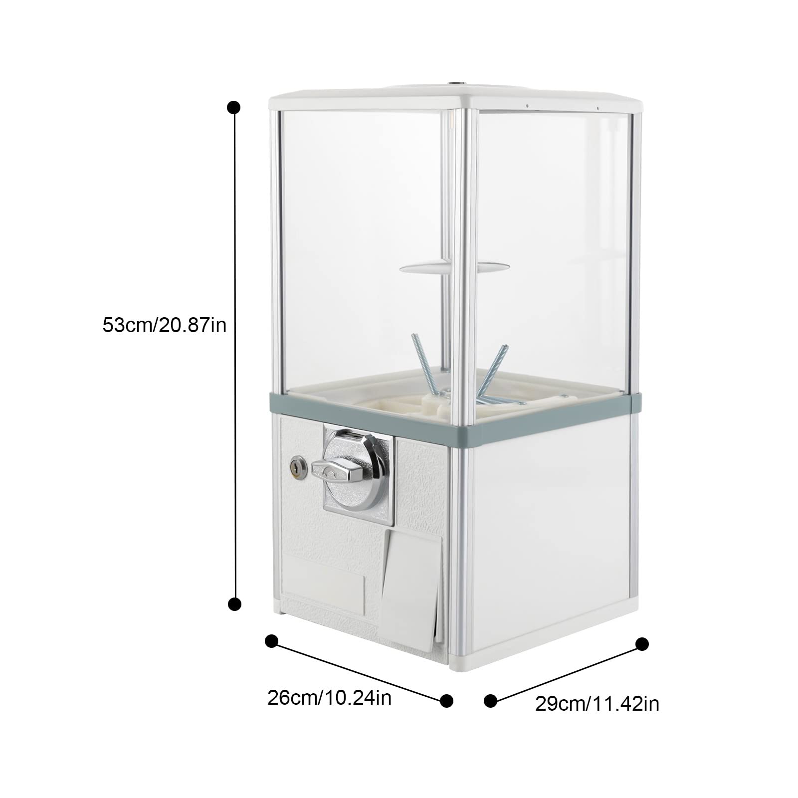 Commercial Vending Machine, 20.87" Height Candy Gumball Machine, Coin Candy Vending Machine for 1.18-2.17in Gadgets, Perfect for Home,Game Stores and Retail Stores (White)