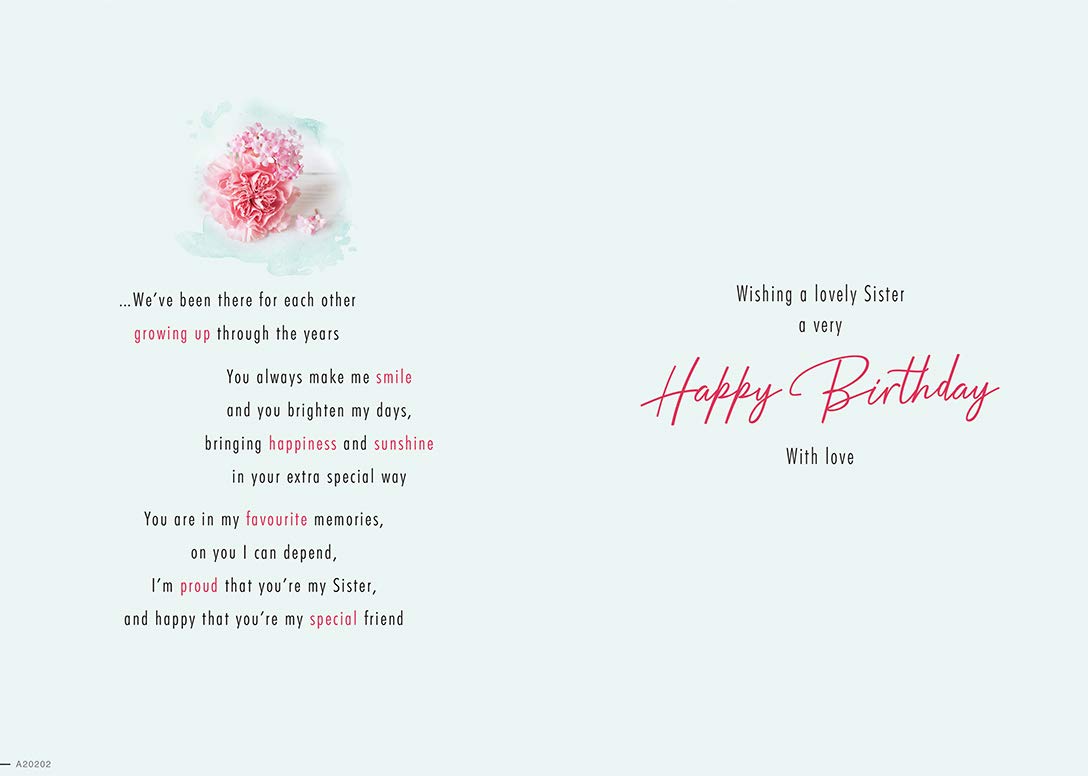 Piccadilly Greetings Traditional Birthday Card Sister - 9 x 6 inches -, A20202