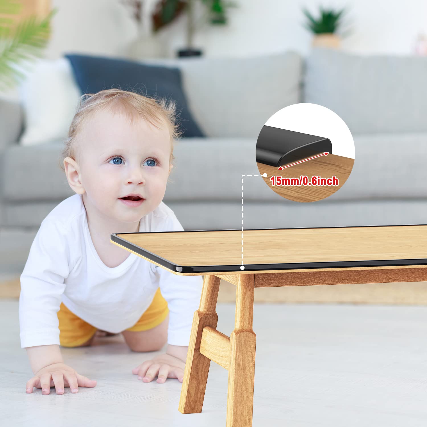 Edge Protector Strip Clear, Furniture Corner Protector Gards for Baby,6.6ft 0.6inch Wide Soft Table Corner Protectors with Upgraded Pre-Taped Strong Adhesive