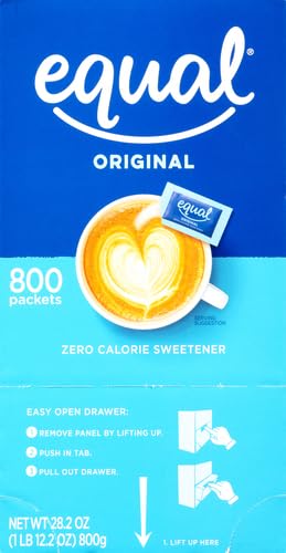 EQUAL 0 Calorie Sweetener, Sugar Substitute, Zero Calorie Sugar Alternative Sweetener Packets, Sugar Alternative, 800 Count