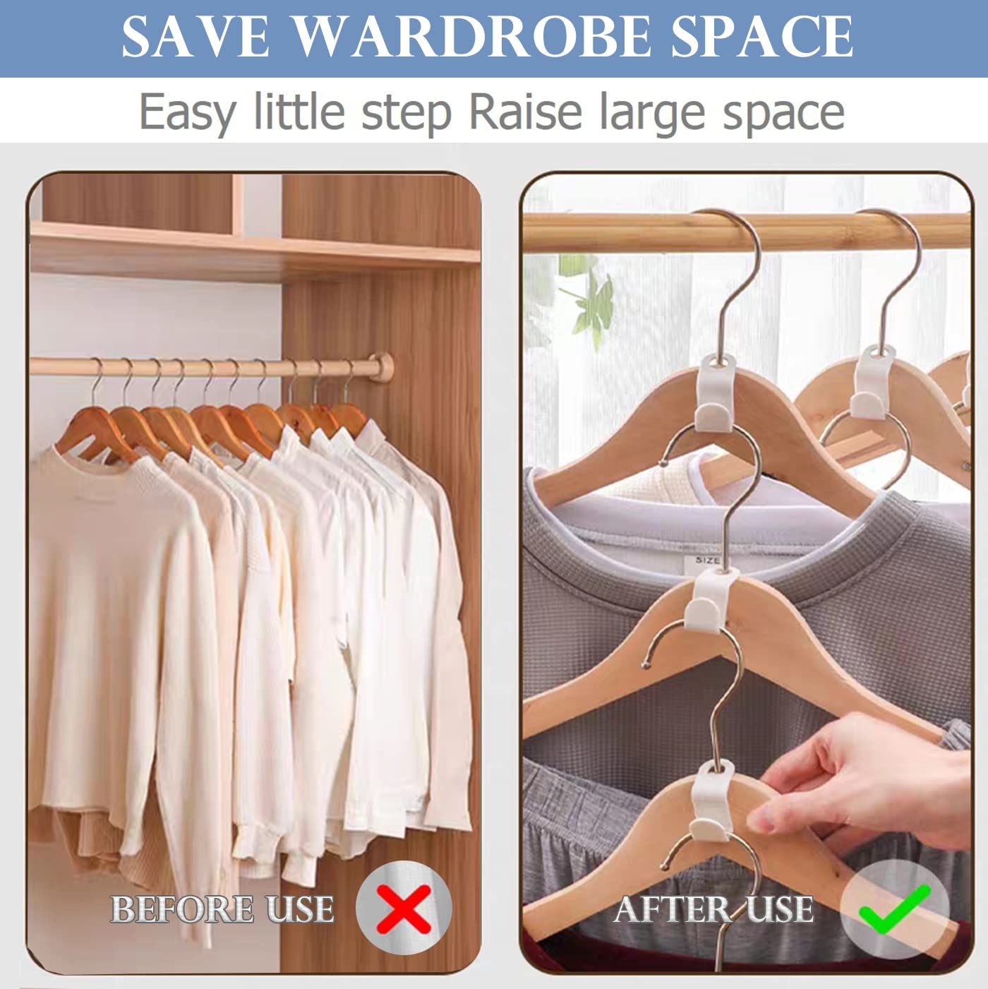 Clothes Hanger Connector Hooks,50 Pcs Hanger Hooks,Hanger Extender Clips, Cascading Clothes Hangers for Heavy Duty Space Saving Cascading Connection Hooks Clip for Closet Wardrobe Organiser(50PWhite)