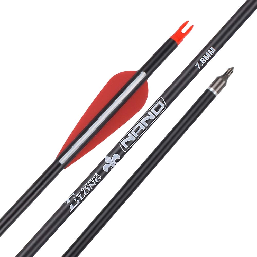 Carbon Arrow Hunting Target Practice Arrows 26 28 30 Inch with Removable Tips for Compound & Recurve Bow Spine 500