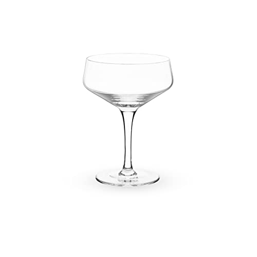 Viski Raye Angled Stemmed Crystal Coupe Cocktail glassess, Champagne Coupe Glasses, Drinkware Set, Espresso Martini glasses set of 2, 7oz