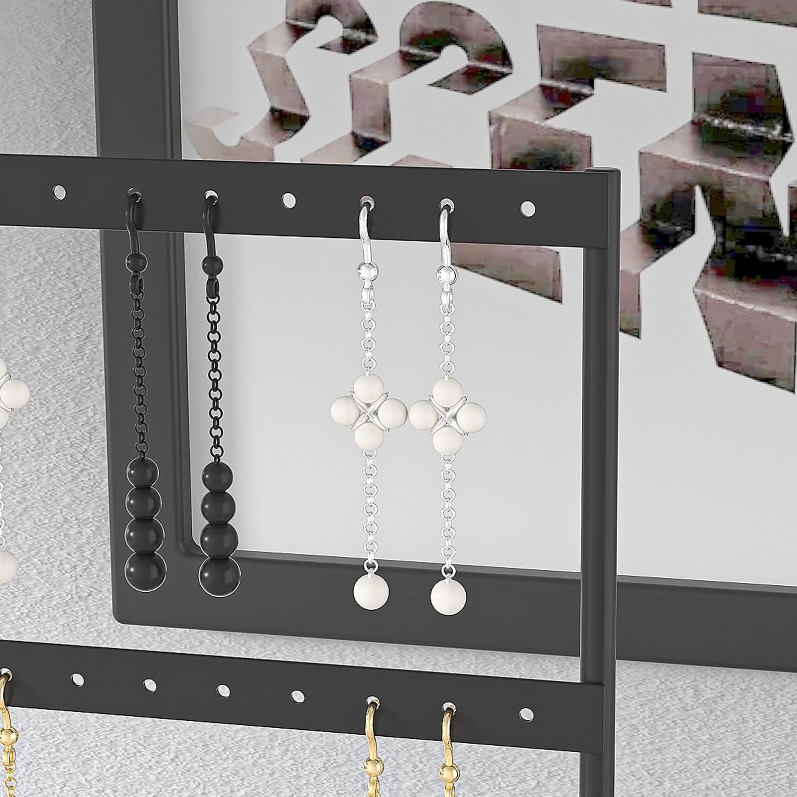 Julysky Earring Holder Organizer,Earring Holder Stand for Hanging Earrings,Earring Display Stand,Earring Organizer Stand,Earring Tree (Black, 3 Layers)