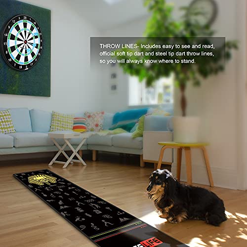 CyeeLife Dart Board Mat with Carrying Bag&Throw line for Steel and Soft Tip Darts Games with Start Lines