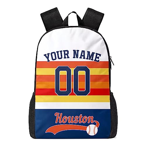 Houston Custom Backpack High Capacity,Laptop Bag Travel Bag,Add Personalized Name And Number,Gifts For Baseball Fans