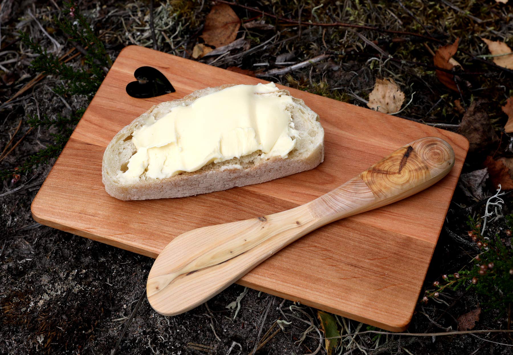 Nordic Art Store Butter Knife with Mosaic Handle, Wooden (Juniper), 6.7 Inch