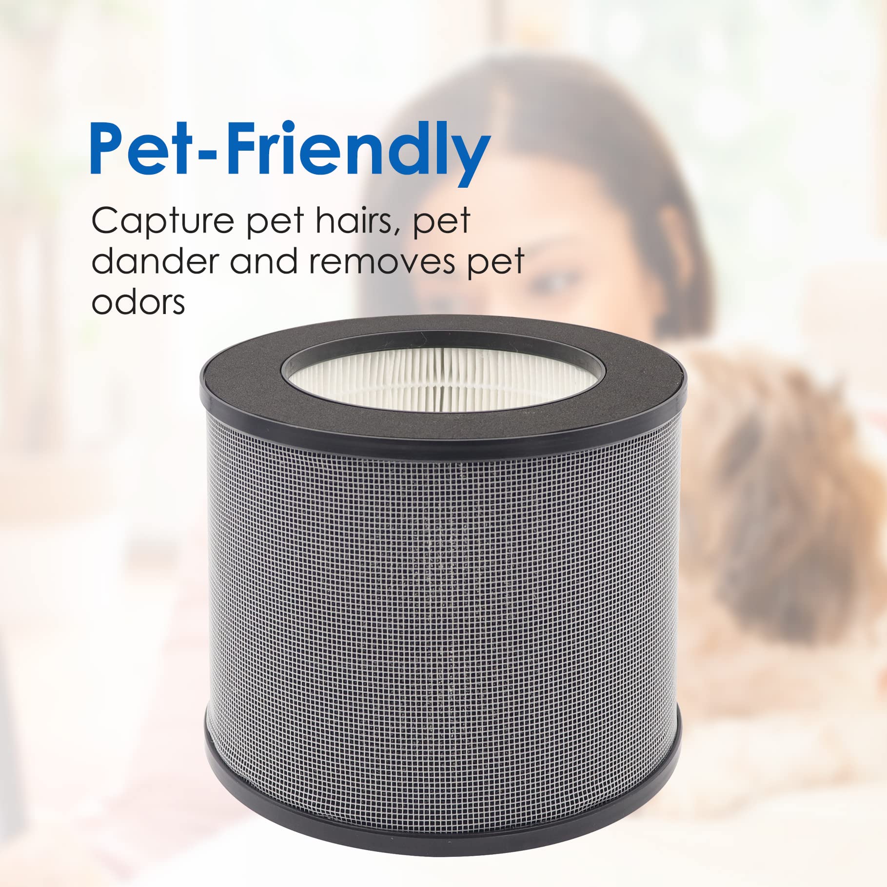 Flintar 2-Pack AP006 H13 True HEPA Replacement Filter, Compatible with TaoTronics TT-AP006 Air Purifier, 3-in-1 Pre-Filter, H13 Grade True HEPA and Activated Carbon Filter Set