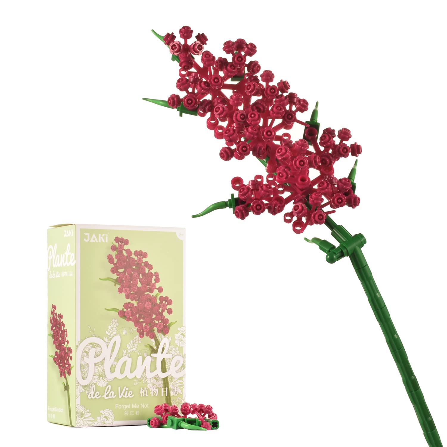 Flower Building Block Kit, Creative DIY Flowers Botanical Collection Building Brick Toy for Adults Christmas Valentines Home Decoration Office - Red Rose