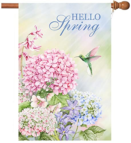 Flagmax Hello Spring Flag,Spring Garden Flag Welcome Seasonal House and Bird Summer House Flags 28x40 Inch Summer Garden Flag Outdoor Decor for Homes,Gardens,Patio or Lawn
