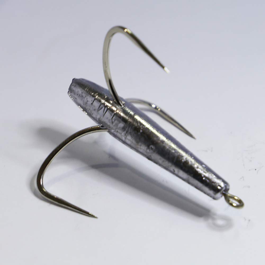 DDfishing Anchoring Fish Treble Hooks Heavy Duty Snagging Sharp Lead Head Hook for Reservoir Pond Baits Tackle Fishing Rigging 4 Pieces (55)