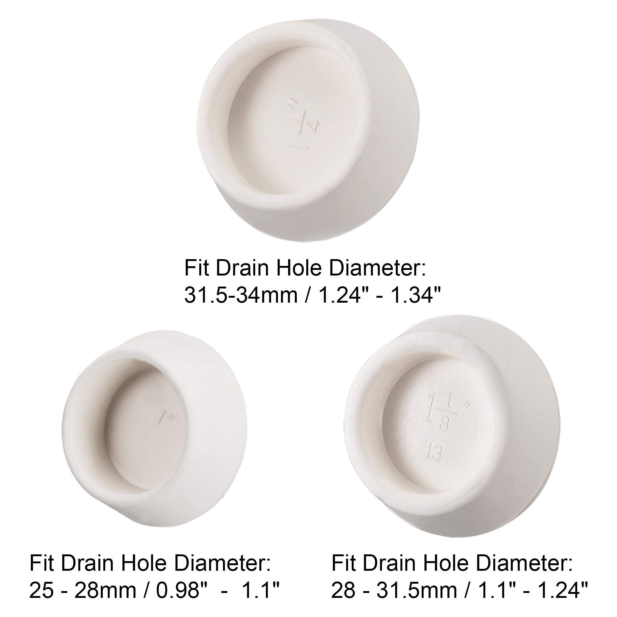uxcell Drain Stopper, 3 Sizes Rubber Sink Stopper Plug 23mm/26.5mm/29mm with Hanging Ring for Bathtub Kitchen and Bathroom 1Set (3 Pieces)