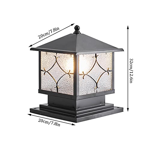 JSBDPHW Outdoor Waterproof Column Light Metal LED Warm Light Post Light Glass Lamp Shade Wall Lawn Courtyard Pillar LampPedestal Light Outdoor Post Light Fixtures