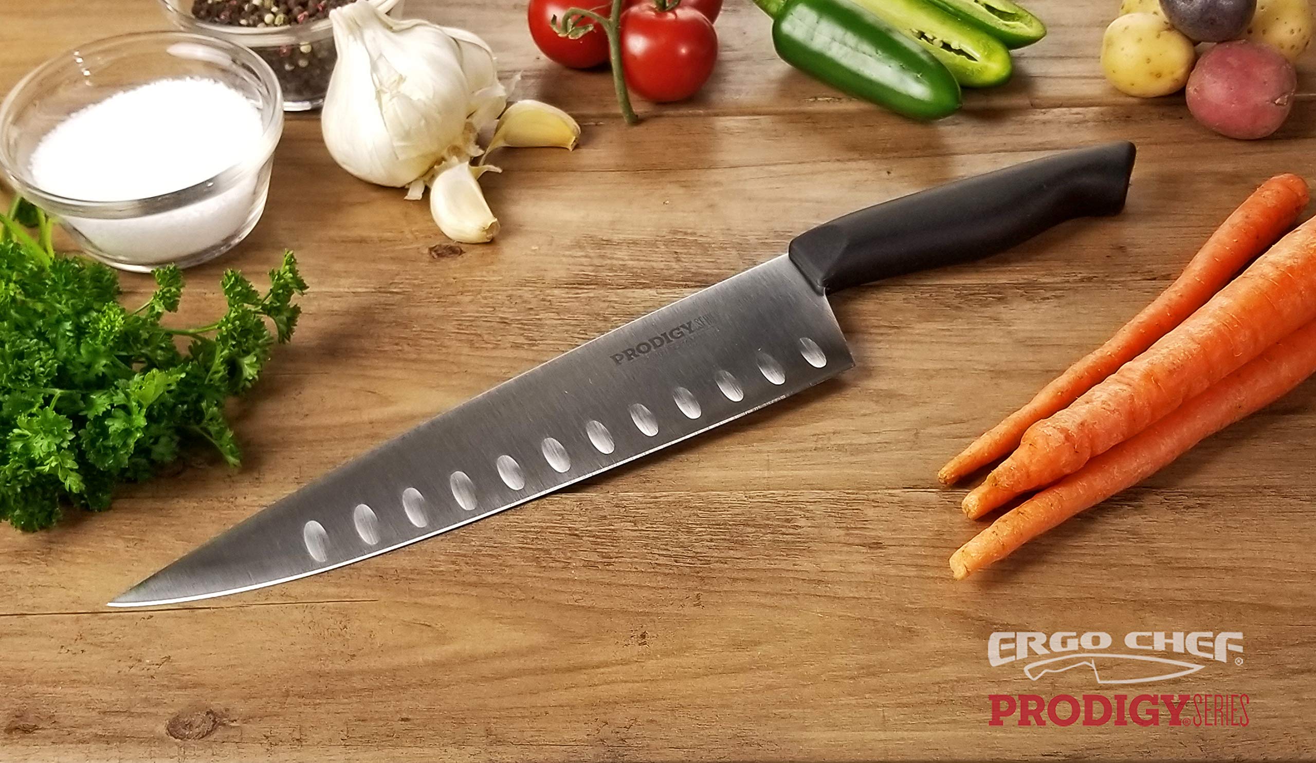 Ergo Chef Prodigy Series Chef’s Knife with Hollow Ground Edge, 10-inch