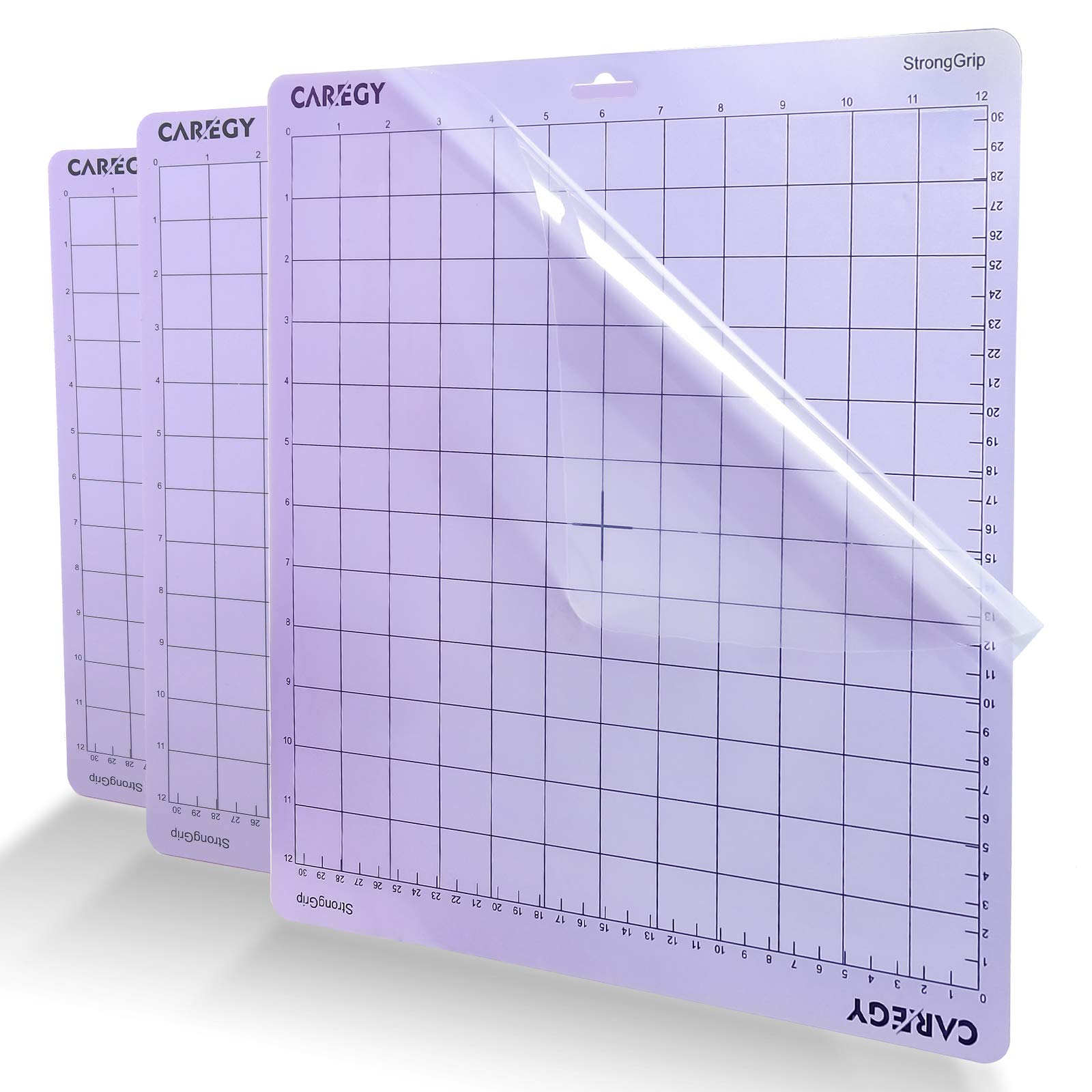 CAREGY StrongGrip Cutting Mat 12"x12" for Cricut Maker/Explore Air 2/Silhouette Cameo Strong Adhesive Sticky (Purple,3Pack)