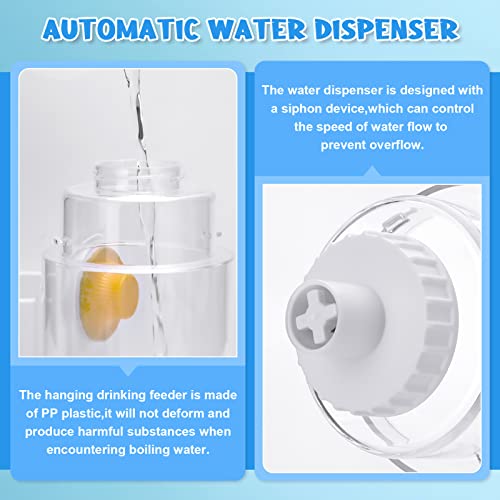 Jspupifip 35oz Rabbit Automatic Food Water Dispenser,Hanging Pet Food Water Dispenser Cage Automatic Feeder Set for Small Cats Dogs Rabbit Chinchilla Guinea Pig Hedgehog Ferret(White)