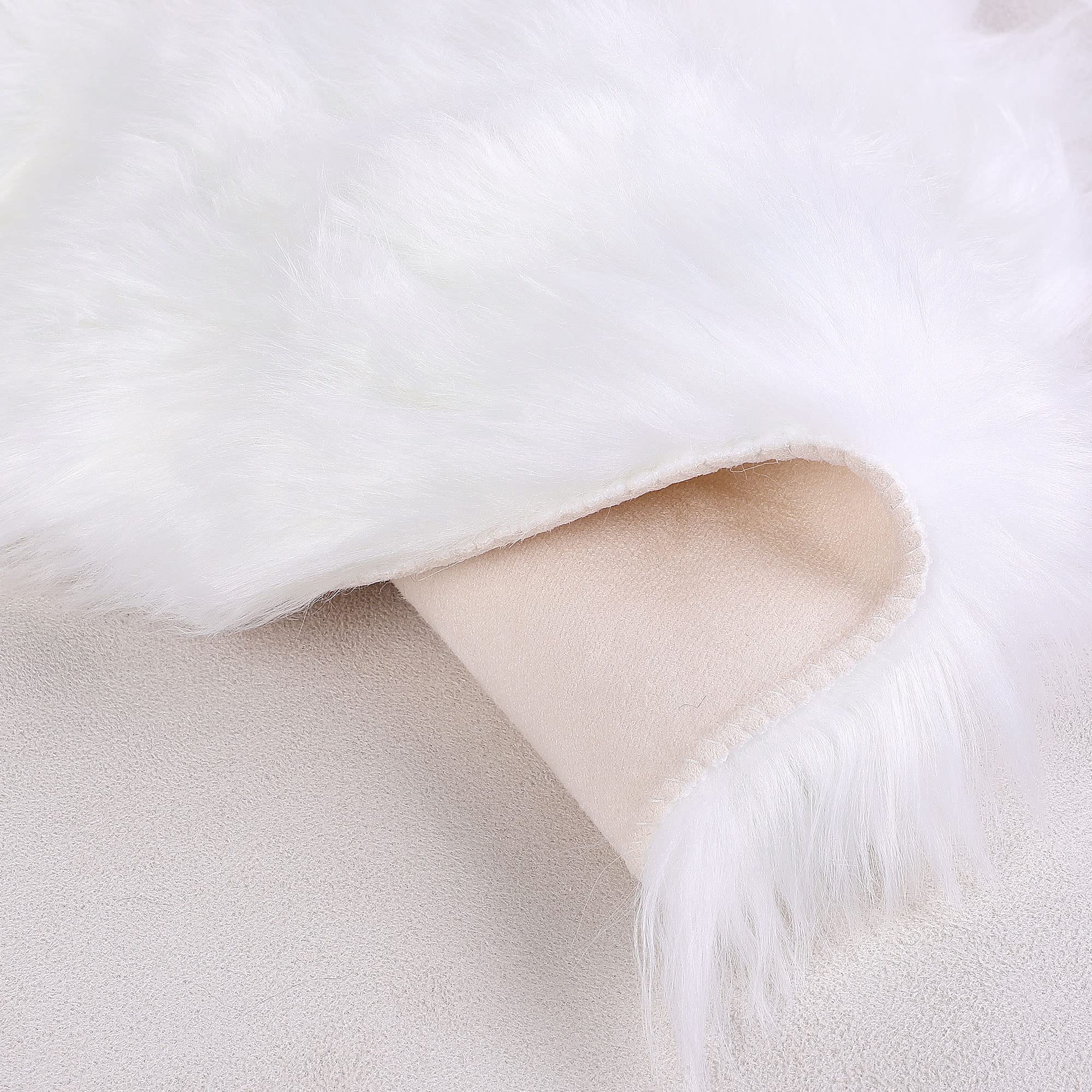 uxcell Faux Fur Round Rug,Fluffy Area Mat,Fluff Rugs for Bedroom Floor Sofa Living Room 2 x 2 Feet Snow White