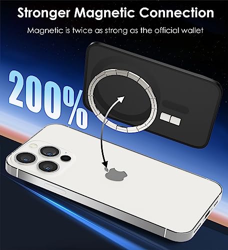 Upgraded 2 in 1 MagSafe Wallet for Apple iPhone 14/13/12 Series, Fits 5+ Cards and Cash, Magnetic Card Wallet Holder with Phone Grip, Stretchy iPhone Mag Safe Wallet for Maximum Flexibility Purple