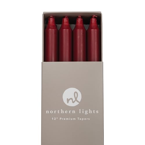 Northern Lights Candles - 12" 12pk Tapers - Crimson - 72795