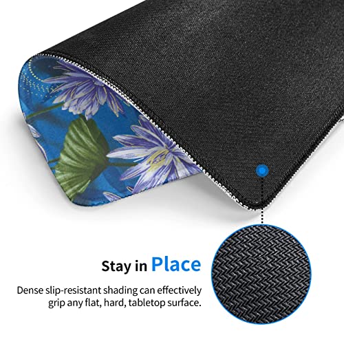 Water Lily and Dragonfly Unique Mouse Pad, Anti-Slip Wear Comfortable Feel, Game Office Home Rubber Base Computer Mouse Pad