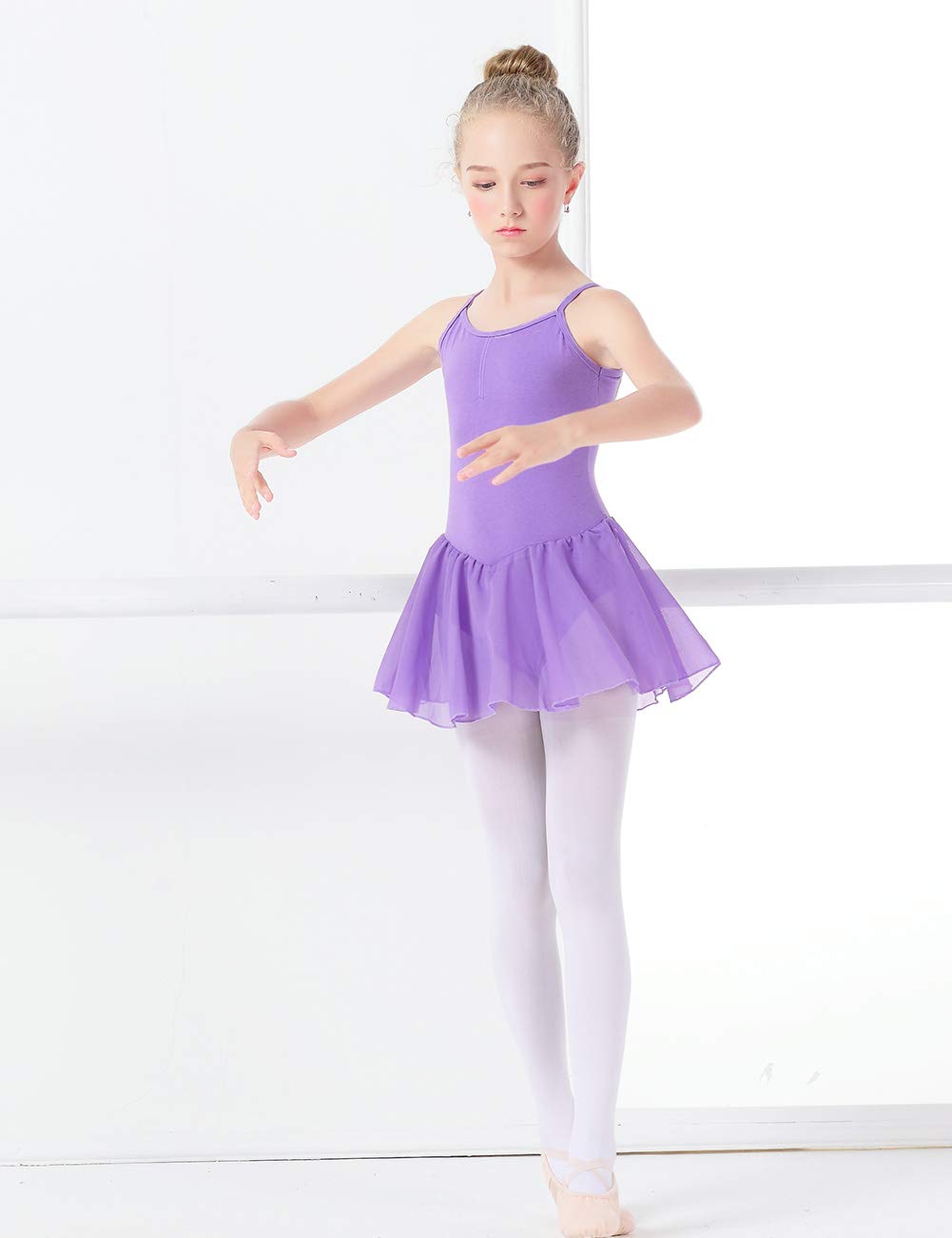 Daydance Black Leotards for Girls Ballet, Skirted Dance Wear for Training