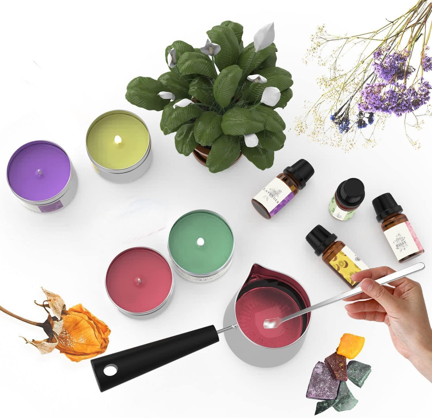 Complete Candle Making Kit for Adults Kids,Candle Making Supplies Include Soy Wax for Candle Making,Fragrance Oils Candle Wicks Dyes Jars Melting Pot,DIY Starter Scented Adults Beginners Craft Kits