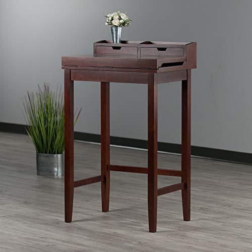 Winsome Brighton High Desk with 2-Drawer, Brown