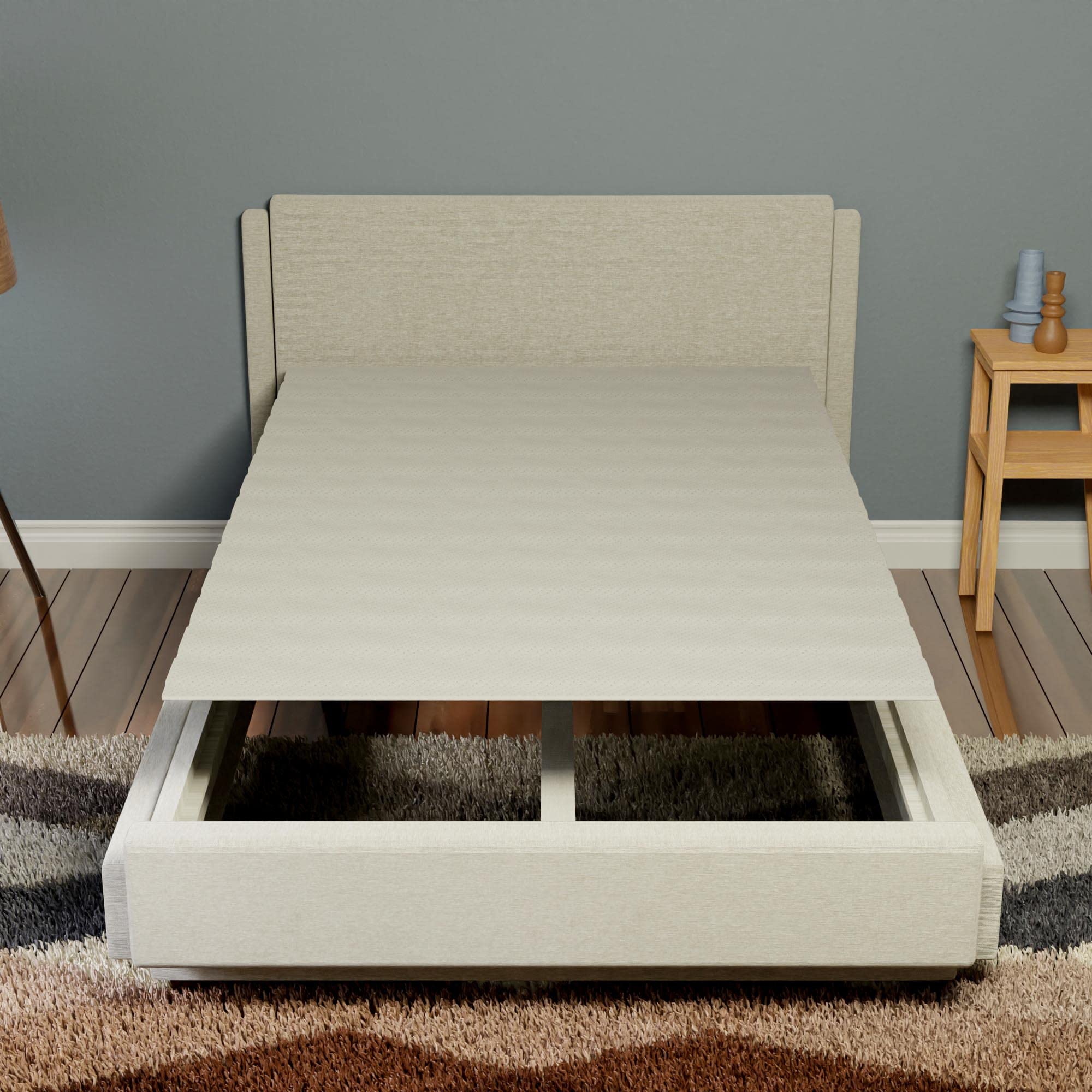 Mayton, 0.75-Inch Heavy Duty Horizontal Mattress Support Wooden Bunkie Board/Bed Slats with Cover, King, Grey