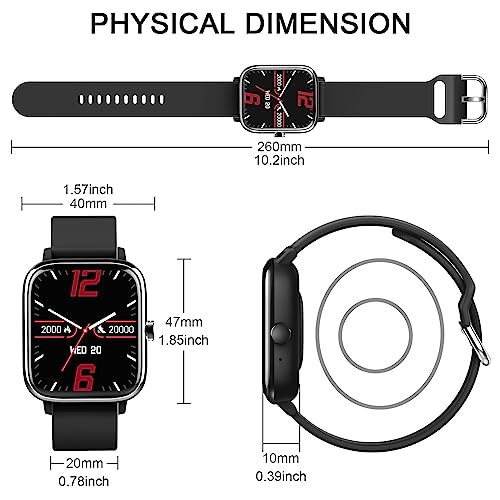 KAKTIN Smart Watch for Men Women,Smartwatch with Bluetooth Call(Answer/Make Call), 1.85" Touch Screen Fitness Watch Tracker with IP68 Waterproof, 100+Sports Compatible with Android iPhone iOS (Black)