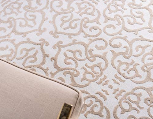 Unique Loom Rushmore Collection Area Rug - Johnson (5' 1" x 8' Rectangle, Snow White/ Beige)