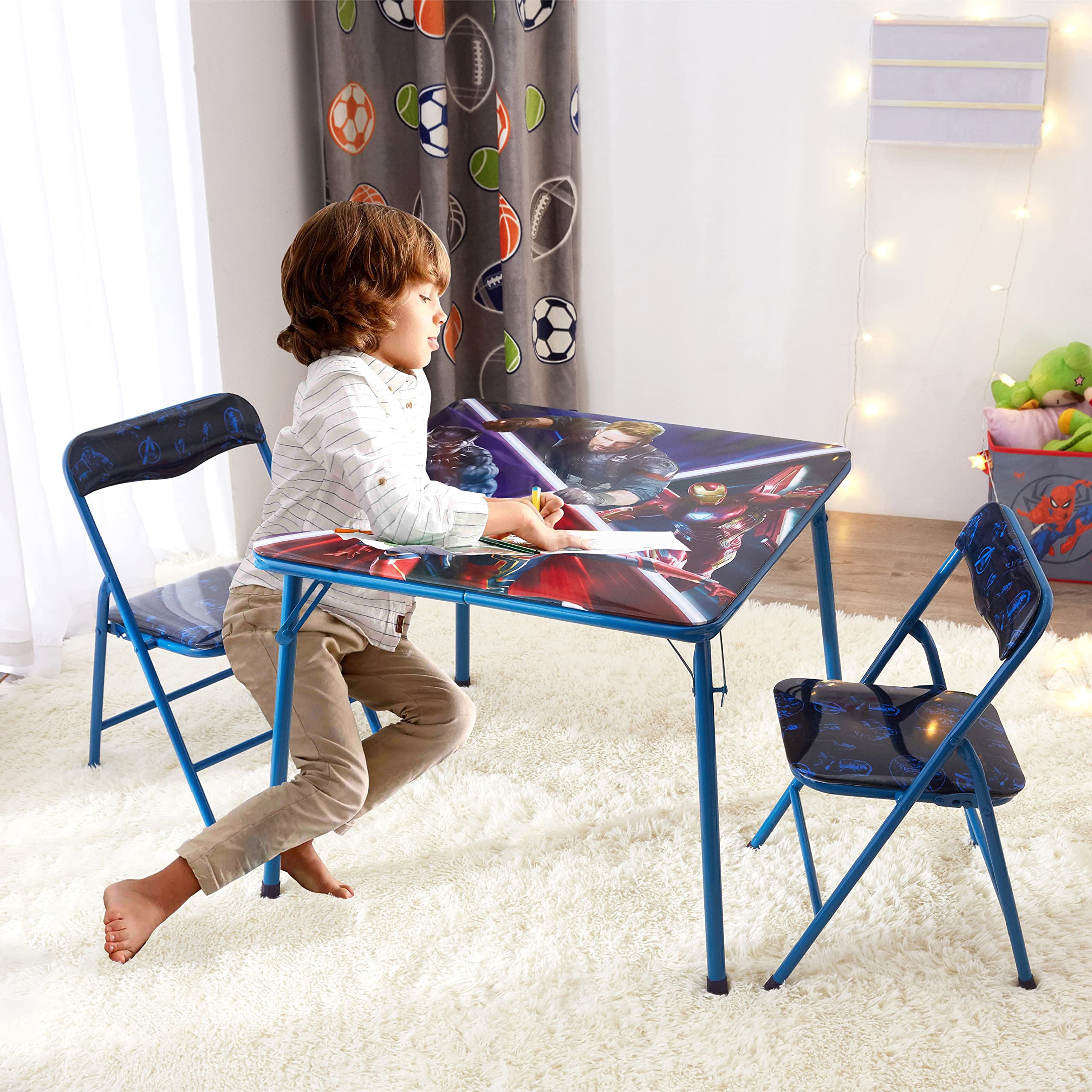 Marvel Avengers Infinity War 3 Piece Children's Activity Square Table and Chair Set, Ages 3+