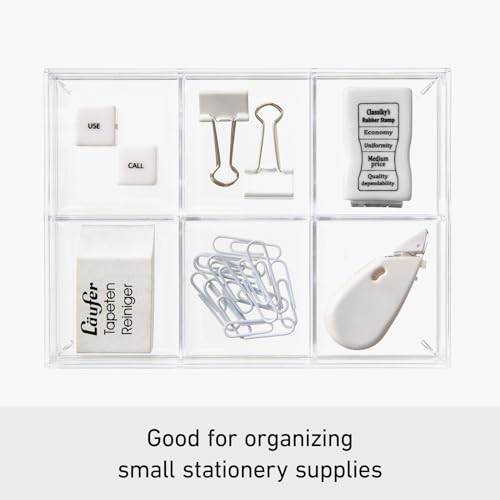 Like-It | MX-T11 | System Tray | Stackable Organizer | Drawer Organizer | A6 | 6 Divide |4.53" × 6.06" × 1.18" | Clear |