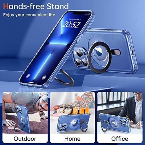 JUESHITUO for iPhone 13 Pro Max Phone Case with Magnetic Stand, [Mil-Grade Shockproof Protection] [Compatible with MagSafe] [Elf-Eye Design] Shockproof Phone Case for iPhone 13 Pro Max, Blue