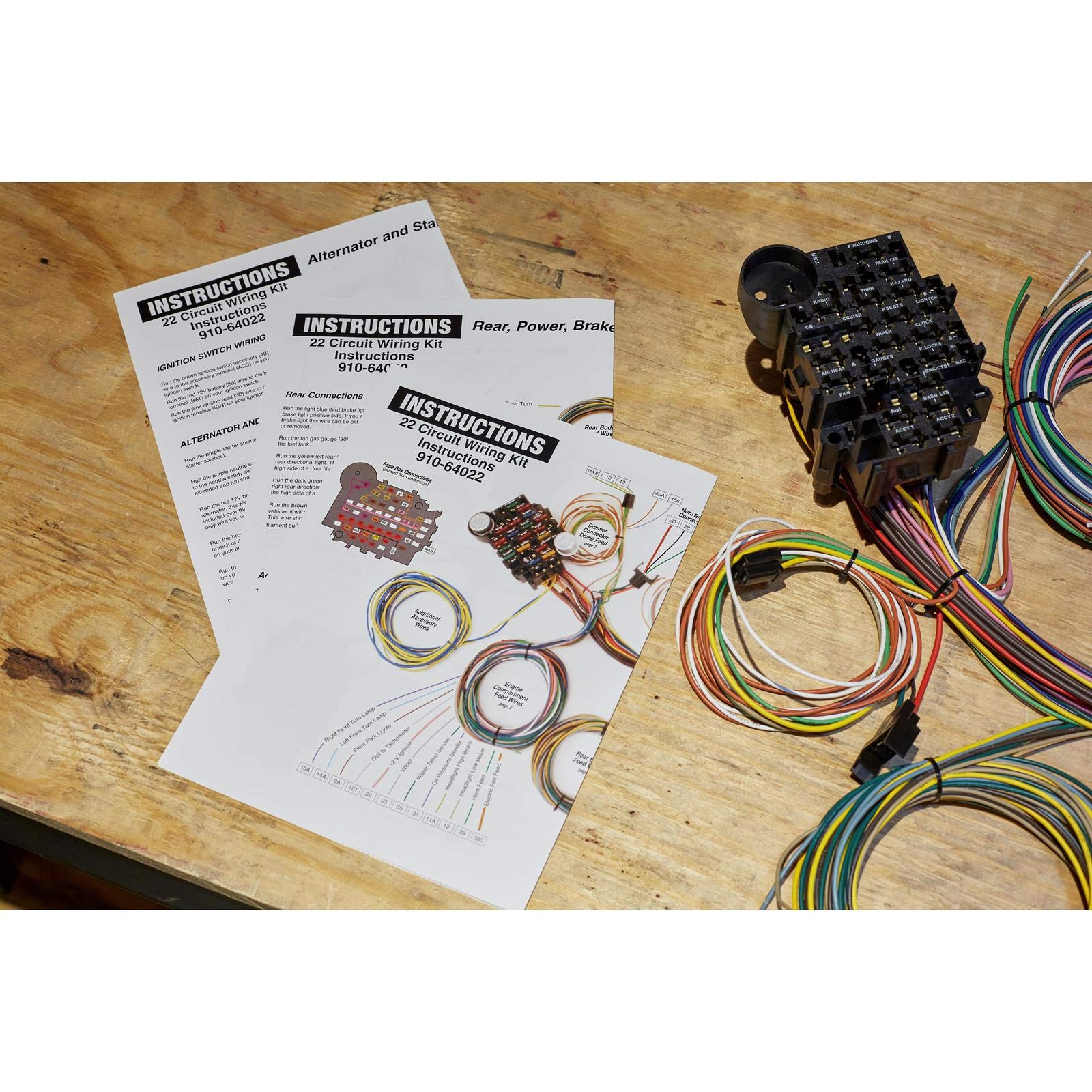 Universal 22-Circuit Automotive Wiring Harness Kit for GM Tilt Columns - GXL Insulated Copper Wires, Includes Instructions, Ideal for Restorations, Custom Builds and Engine Swaps