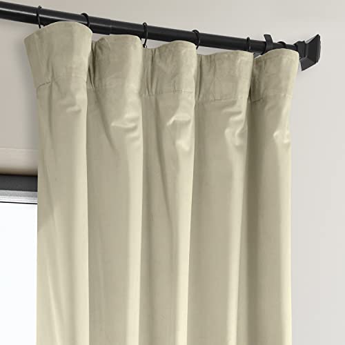 HPD HALF PRICE DRAPES Blackout Solid Thermal Insulated Window Curtain 50 X 84 Signature Plush Velvet Curtains for Bedroom & Living Room (1 Panel), VPYC-SBO161204-84, Angora Beige
