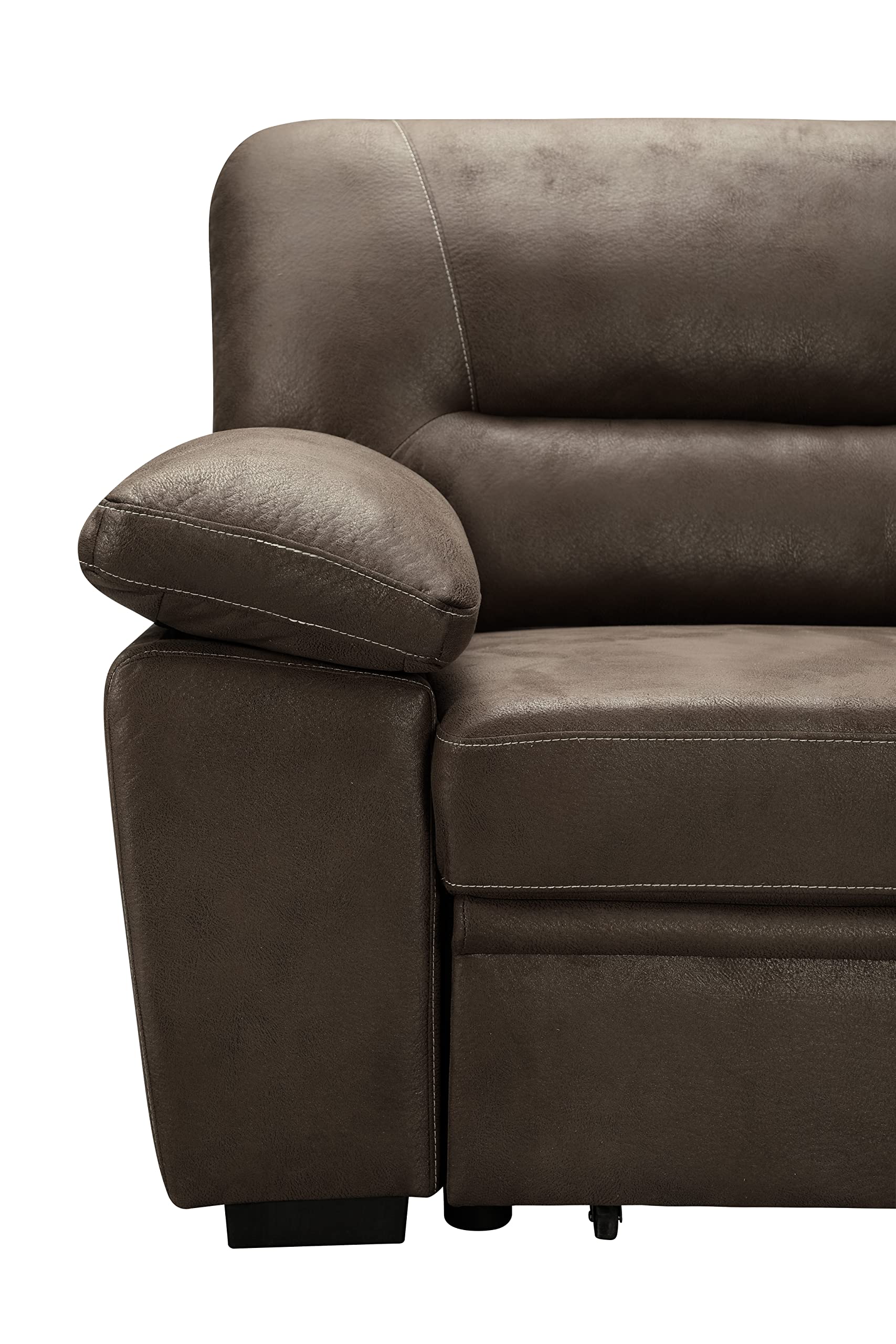 Lilola Home Kipling 99" W Saddle Brown Microfiber Reversible Sleeper Sectional Sofa Chaise