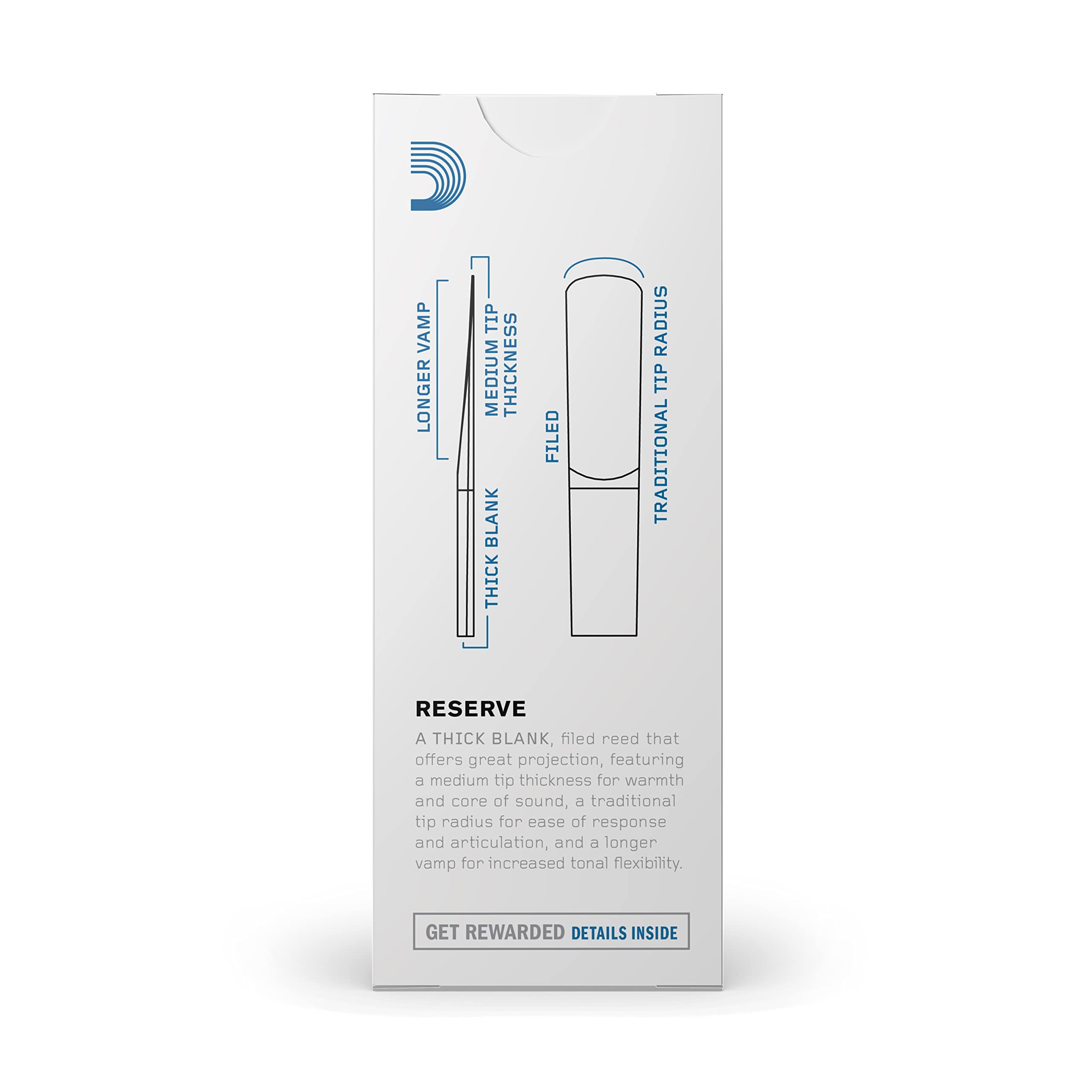 D’Addario Woodwinds Reserve Bass Clarinet Reeds, Strength 3.0, 5-pack