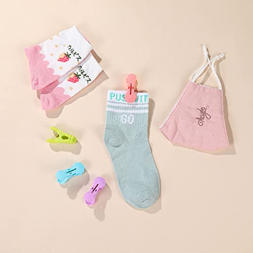 HSCGIN 24pcs Flower Shape Clothes Clips 60x15mm Windproof Photo Paper Pegs Craft Clips for Cloth Drying Hanging Clothespins