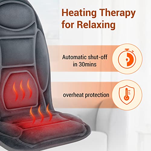 Seat Massager Massage Chair Pad with Heat, 8 Vibration Massage Nodes & 4 Massage Modes for Home Office Chair or Home Couch to Relieve Stress Fatigue for Back Shoulder and Thighs(Gray)