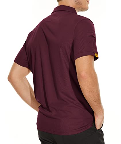 V VALANCH Wine Red Polo Shirts for Men Short Sleeve Summer Collared Golf Polo Athletic Shirts