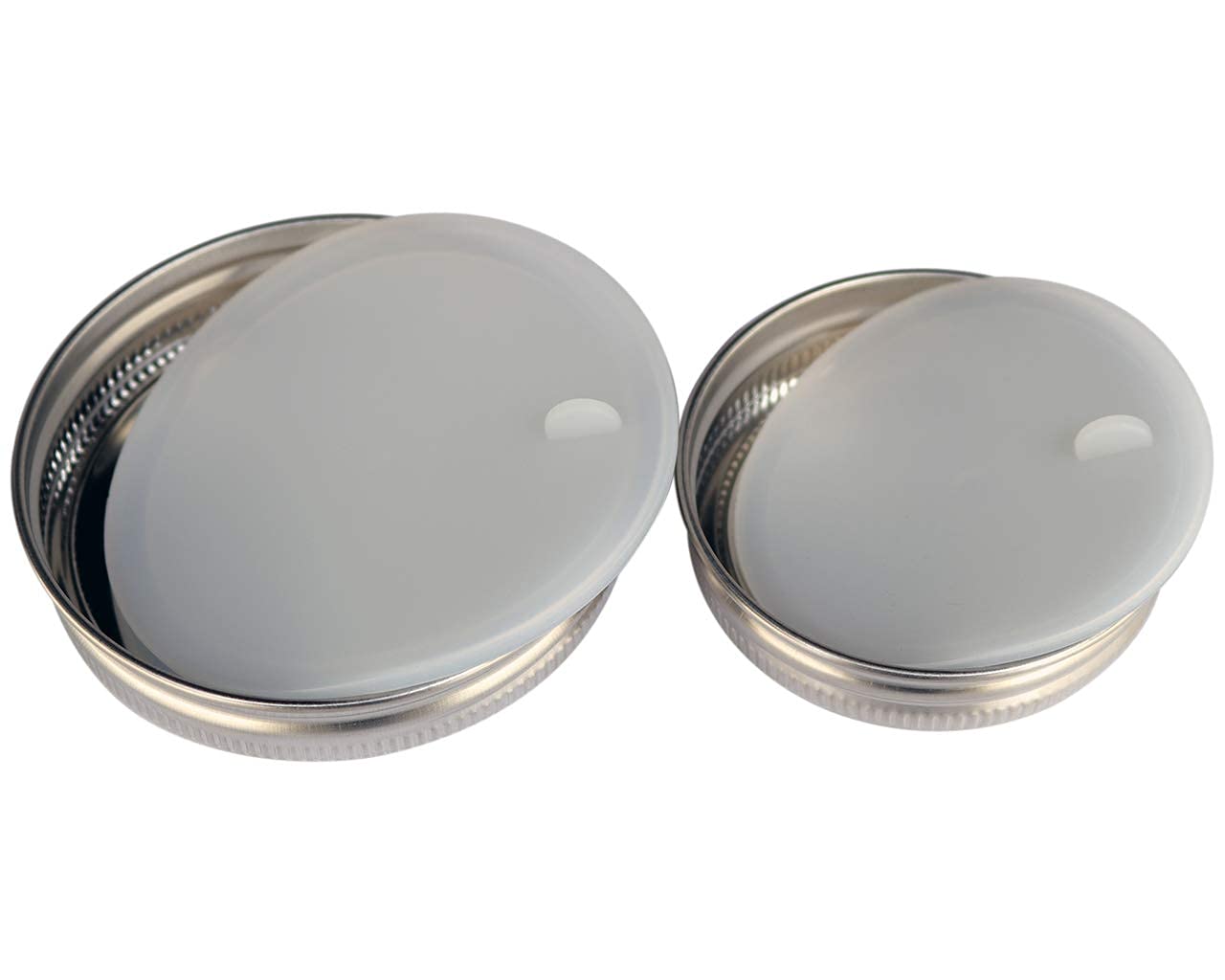 Mason Jar Lifestyle 5 Pack Stainless Steel Storage Lids with Platinum Silicone Liners for Wide Mouth Jars β Heavy Duty Caps for Mason Jars β Airtight & Leak-Proof Design