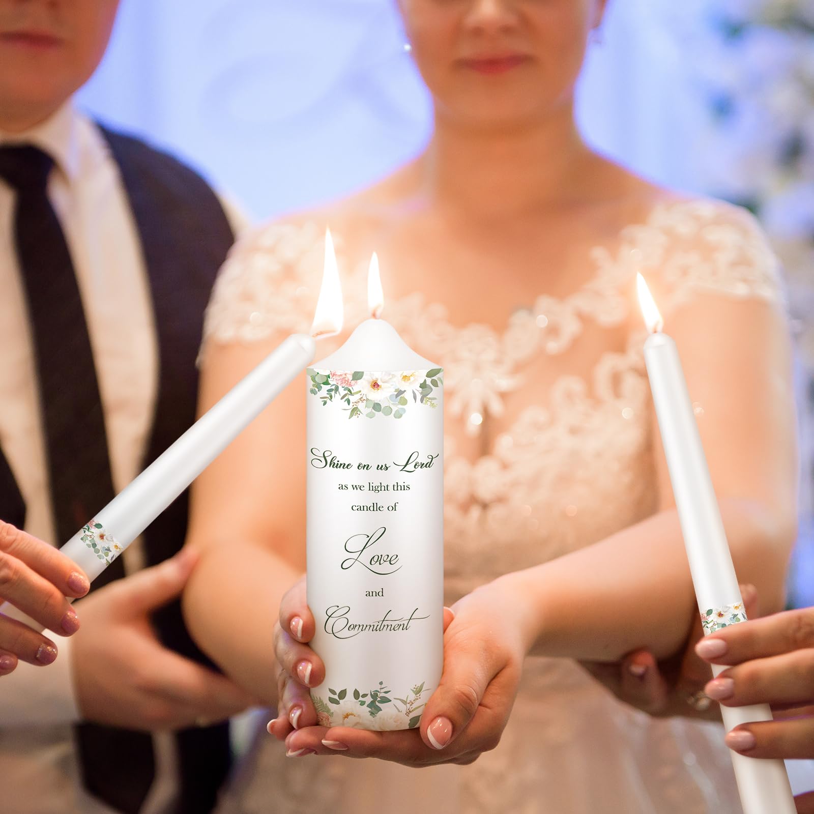 Layhit Unity Wedding Candles Ceremony Set with Glass Candlesticks Holders Wedding Accessories and Decor Unity Candle Set for Religious Wedding Anniversary Big Events Gifts for Couple
