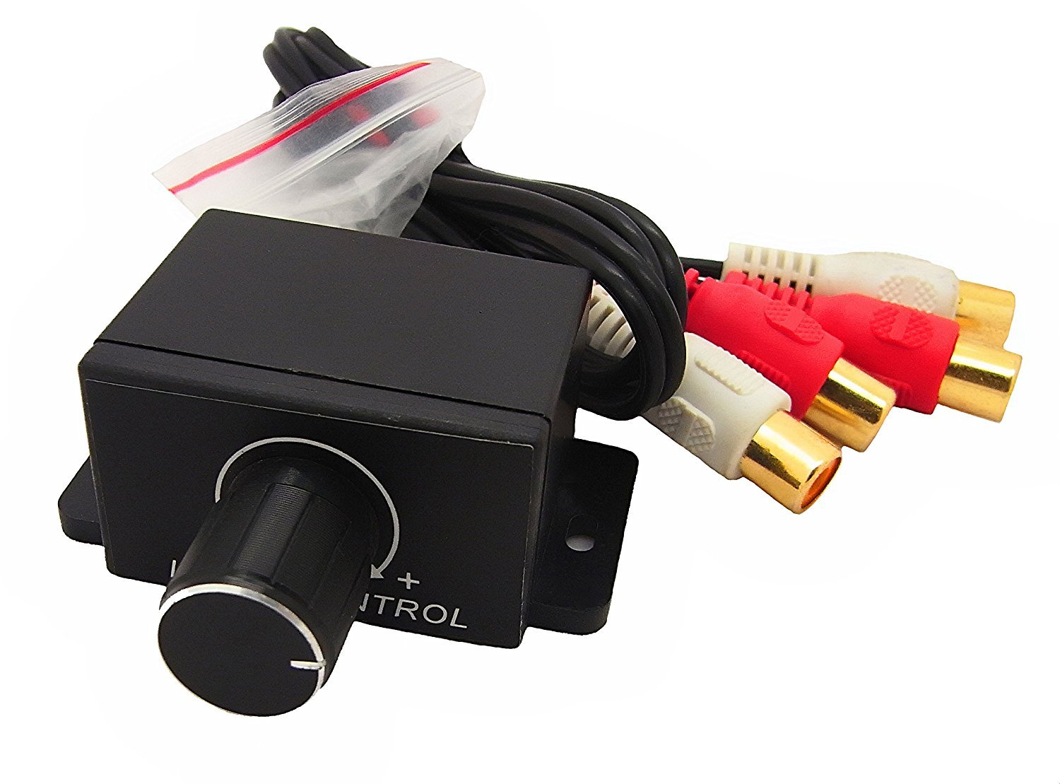 Universal RCA Level Controller Car Audio Amplifier RCA Amplifier Audio Adjuster Gain Level Bass Boost Volume Control Knob for Car, Motorcycle, Speakers, Home Theater (1 Pack)