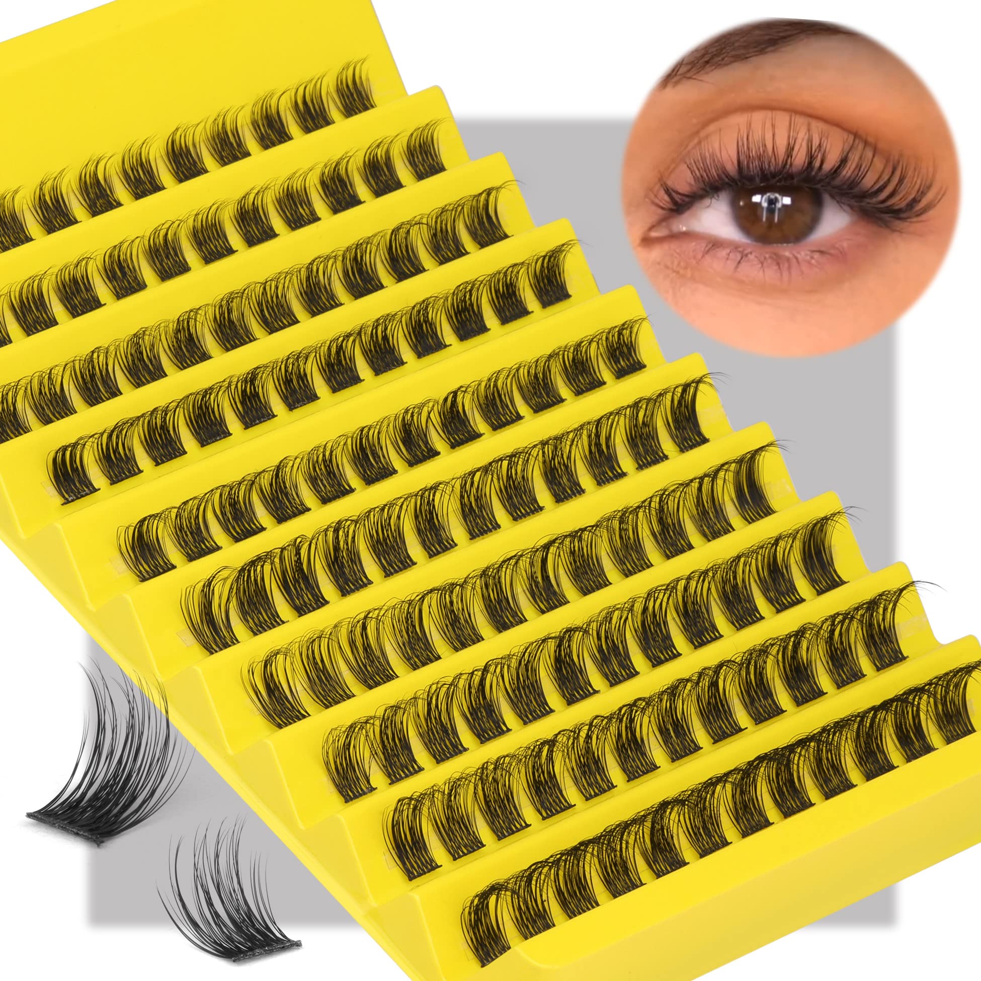 Cluster Lashes 120 Pcs Mixed Lengths DIY Eyelashes D Curl Ultra Thin Band Individual Lash Extension Natural Wispy Eyelash Clusters (11B,10MM-16MM)