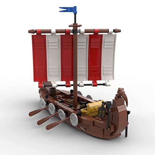 DIYI The Viking Ship Model Building Kit, Medieval Themed Design Style Modeling Pirate Ship Building Bricks Toy, MOC Building Blocks Compatible with Lego Viking Ship (314 Pieces)
