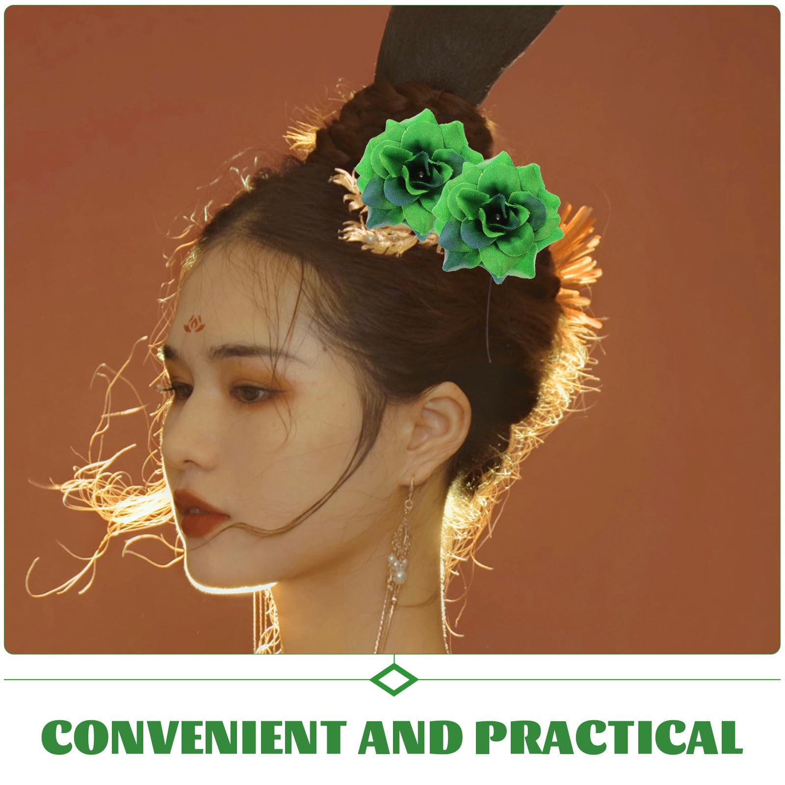 ULTNICE Artificial Faux Flower Heads Home Garden Party Decor 50pcs(Dark Green)