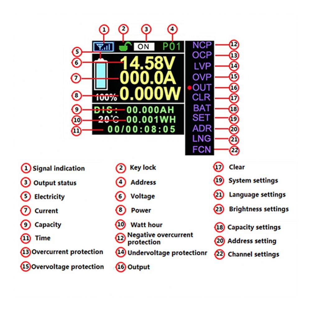 DC Voltage Ammeter Power Meter Wireless DC Voltage Ammeter Power Meter Watt Tester Coulomb Meter(VAT-4300)