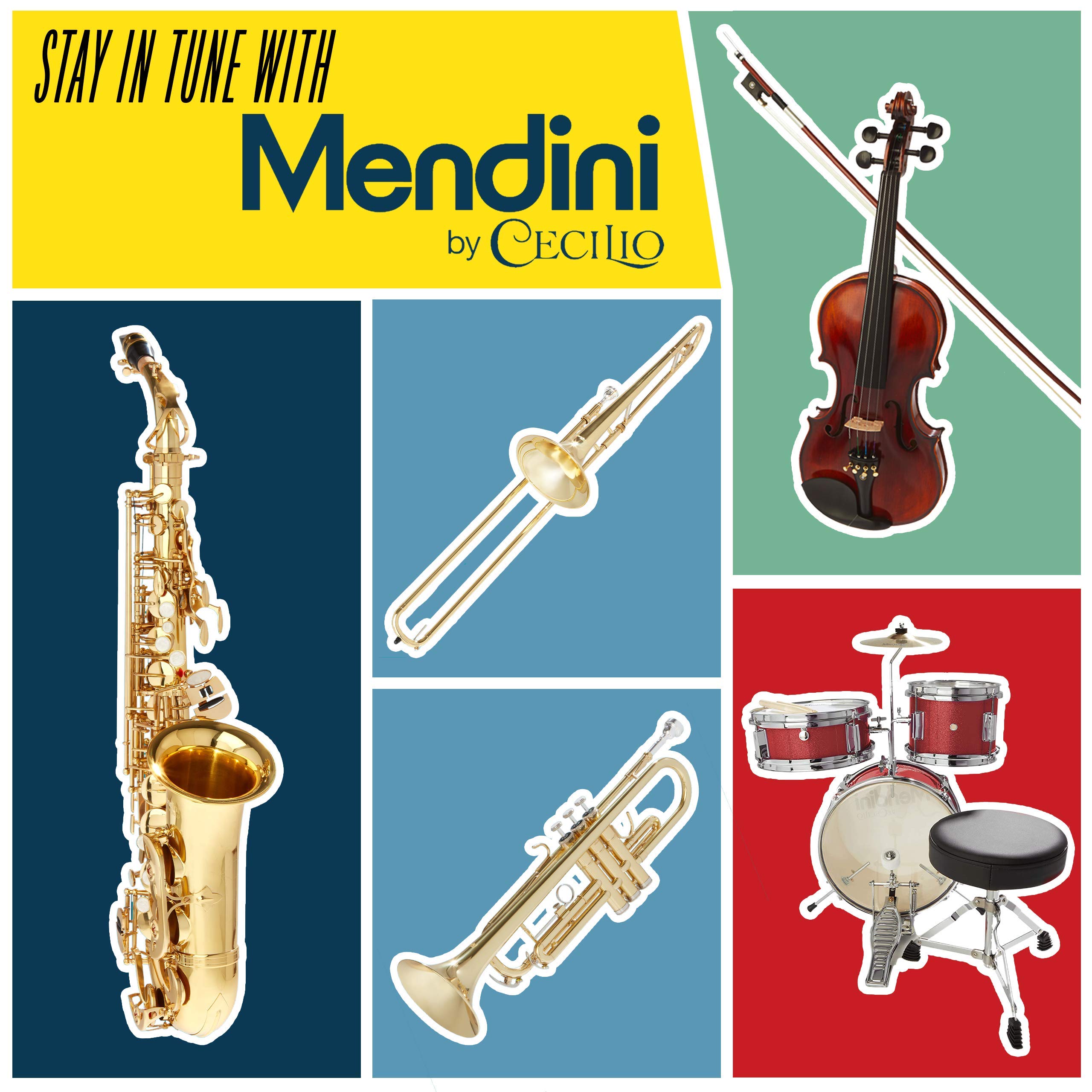 Mendini By Cecilio Eb Alto Saxophone - Case, Tuner, Mouthpiece, 10 Reeds, Pocketbook- Black & Gold E Flat Musical Instruments