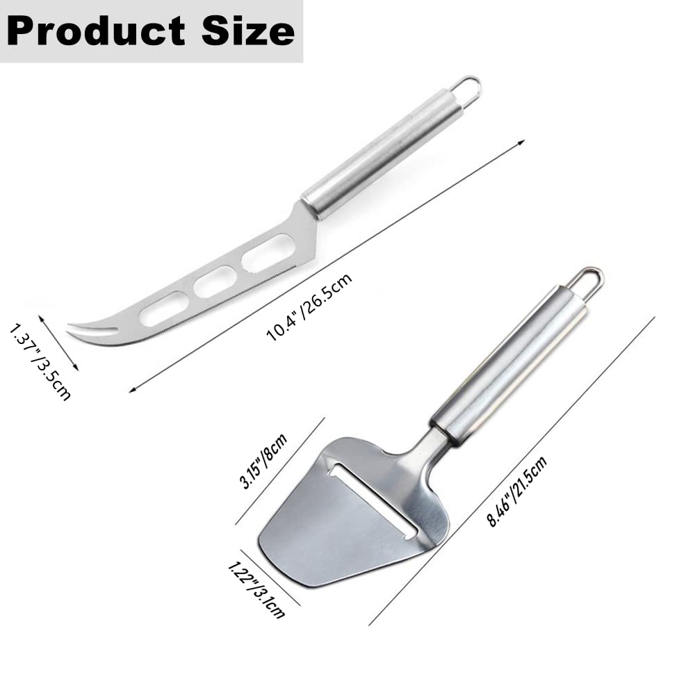 NatureMan 2 Pieces stainless steel cheese planer and cheese slicer, suitable for soft, semi-hard and hard cheese kitchen cooking tools